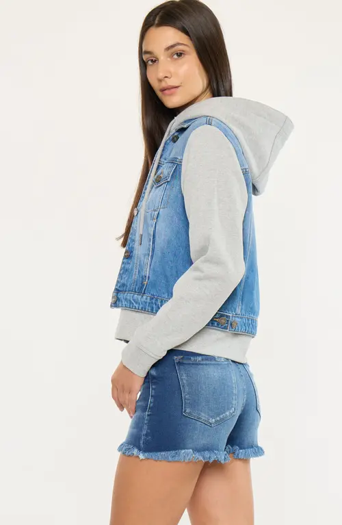 KANCAN Kenzie Denim Hoodie Jacket - Medium Wash