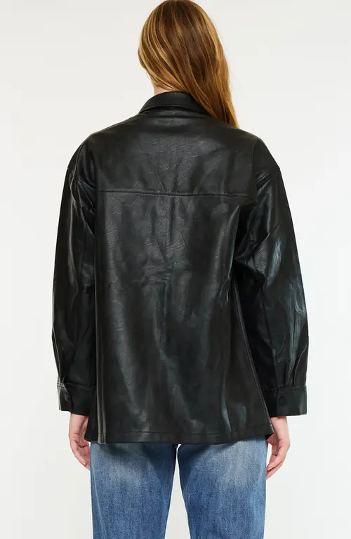 KANCAN Faux Leather Oversized Shirt Jacket