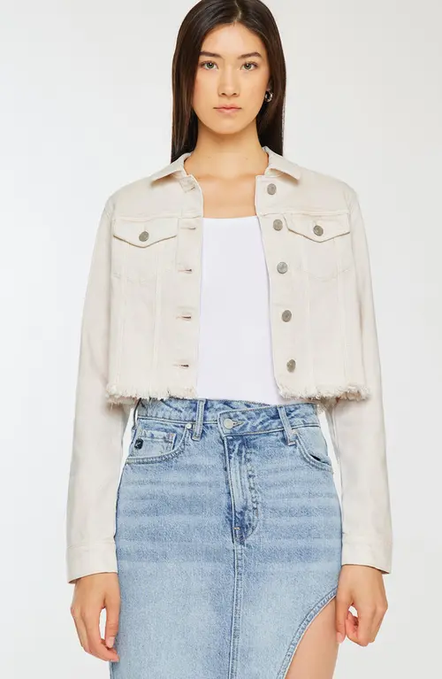 KANCAN Cropped Denim Jacket - Ecru