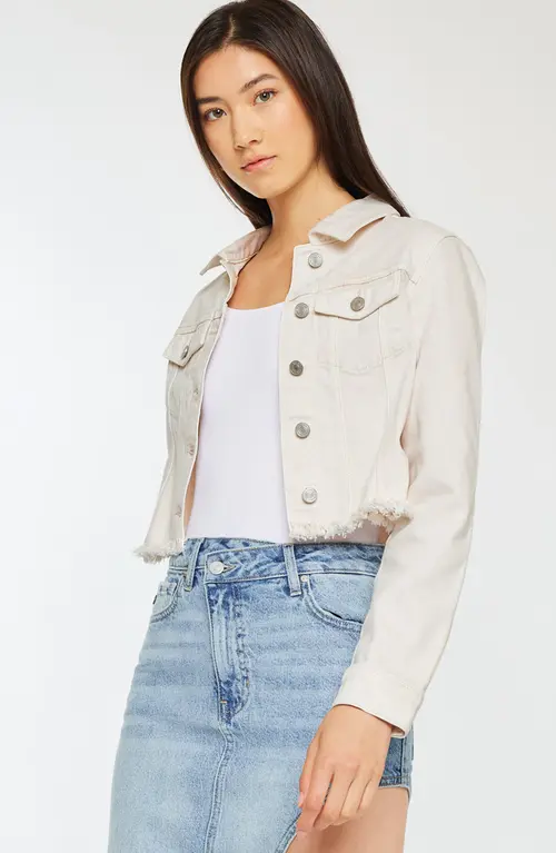 KANCAN Cropped Denim Jacket - Ecru