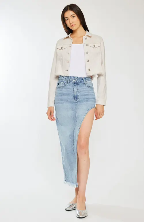 KANCAN Cropped Denim Jacket - Ecru