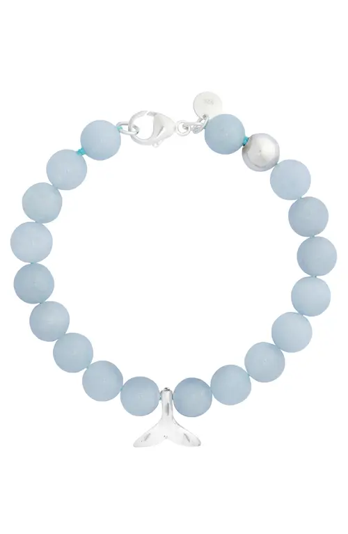 EMMA RAE Gemstone And Sterling "whale Tail" Beaded Bracelet - Silver