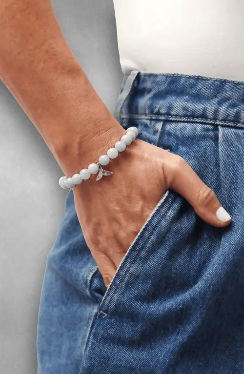 EMMA RAE Gemstone And Sterling "whale Tail" Beaded Bracelet