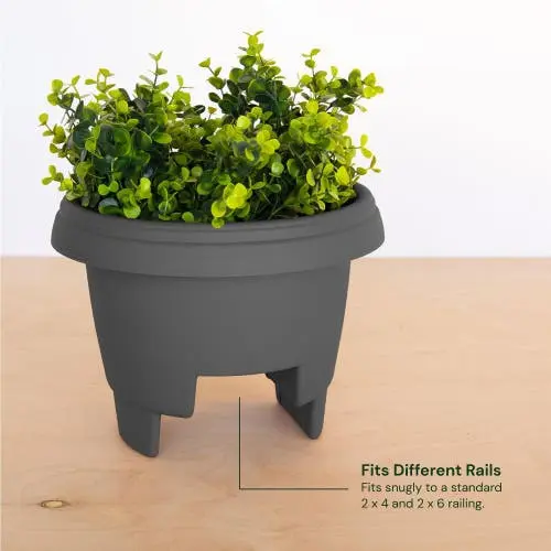 BLOEM 12 Inch Modica Deck Rail Round Planter