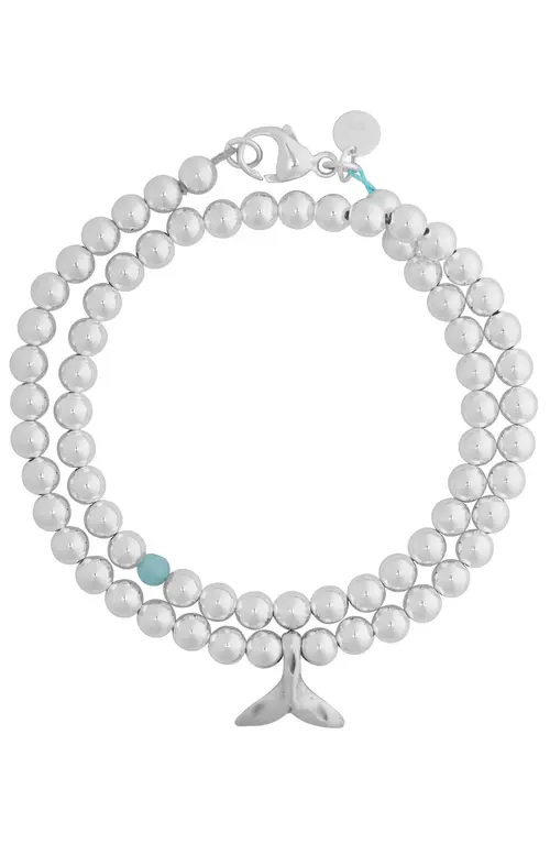 EMMA RAE Sterling Whale Tail Double-wrap Bracelet - Silver