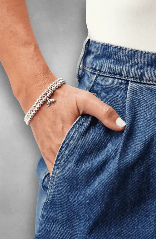 EMMA RAE Sterling Whale Tail Double-wrap Bracelet