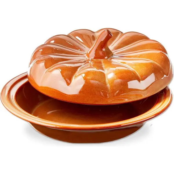 TAG Pumpkin Pie Dish With Lid Ceramic Baking Dish Burnt Sienna