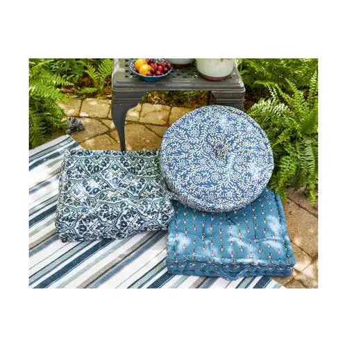 TAG Medallion Print Cotton Floor Accent Throw Pillow With Handles