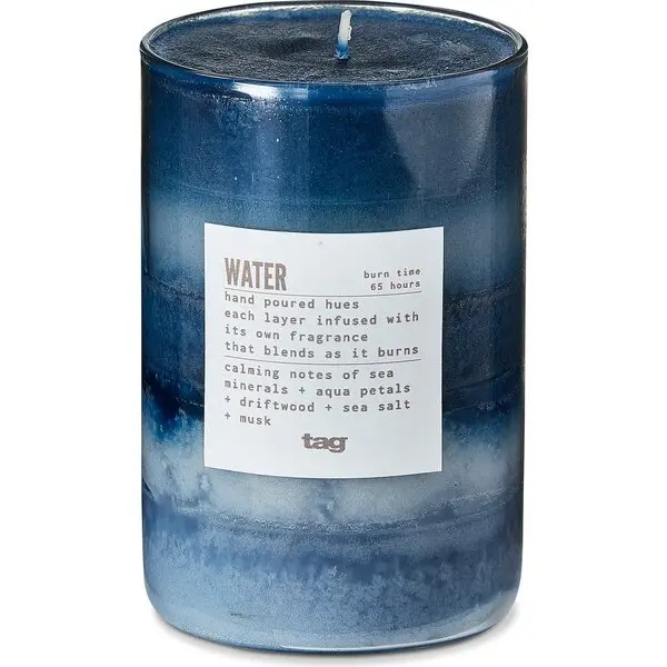 TAG Water Themed Scented Paraffin Wax Pillar Candle Medium - Blue