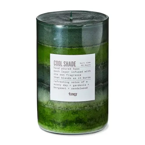 TAG Cool Shade Scented Paraffin Wax Pillar Candle Medium - Green