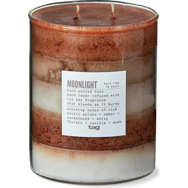 TAG Moonlight Themed Scented Paraffin Wax Pillar Candle Large - White