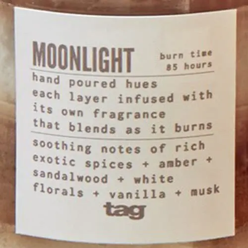 TAG Moonlight Themed Scented Paraffin Wax Pillar Candle Large