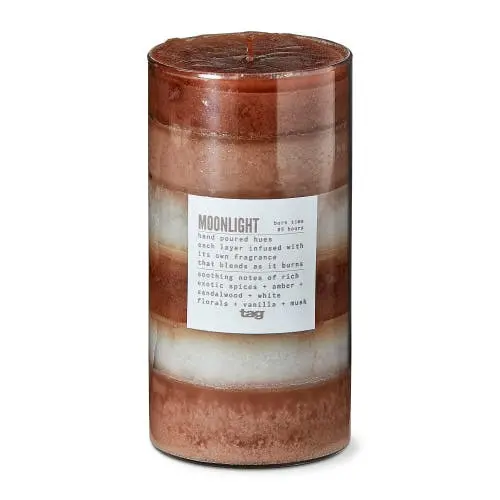 TAG Moonlight Themed Scented Paraffin Wax Pillar Candle Large - White
