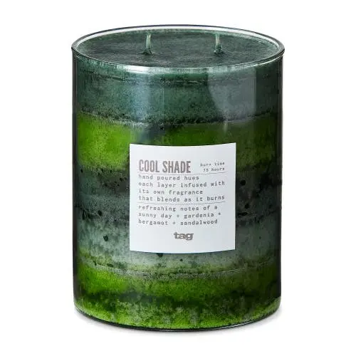 TAG Cool Shade Scented Paraffin Wax Pillar Candle 75 Hours - Green