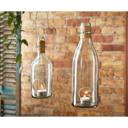 TAG Large Recycled Blown Glass Lantern Candle Holder