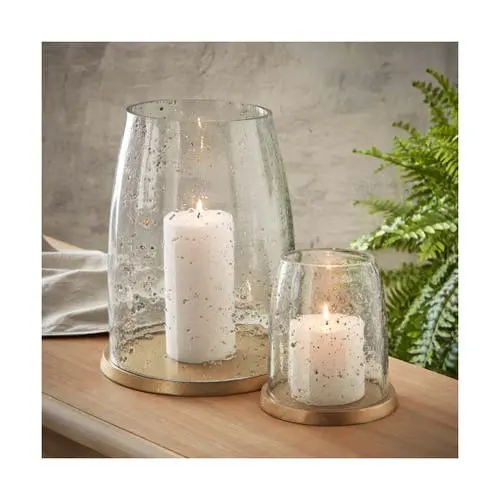 TAG Pebble Glass Hurricane Candle Holder Small