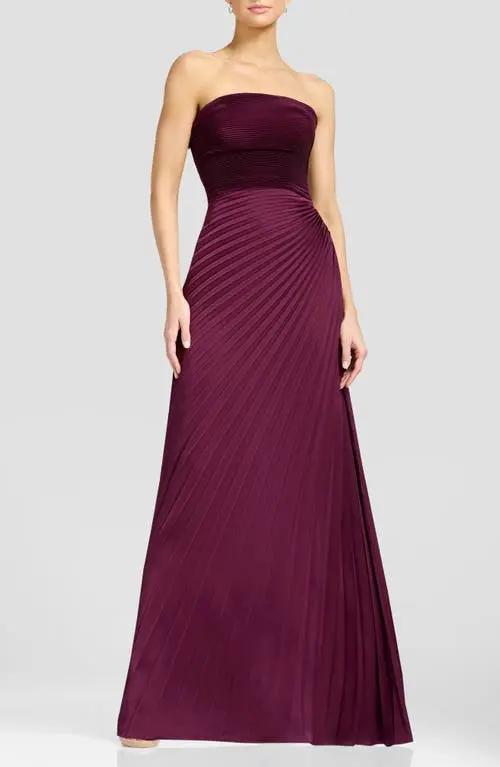 Dress The Population Kinley Accordion Pleat Strapless Gown - Dark Cherry
