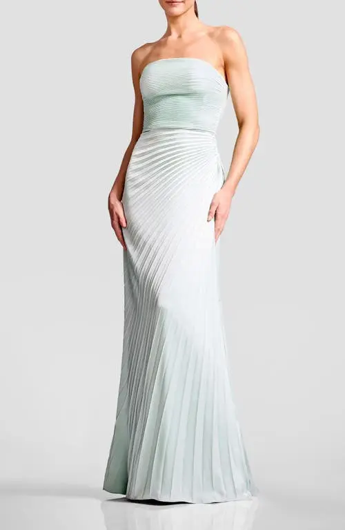 Dress The Population Kinley Accordion Pleat Strapless Gown - Mint