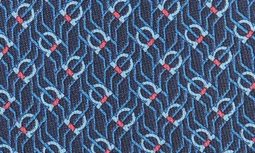 FERRAGAMO Tetris Gancini Silk Tie - Navy