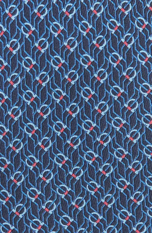 FERRAGAMO Tetris Gancini Silk Tie - Navy