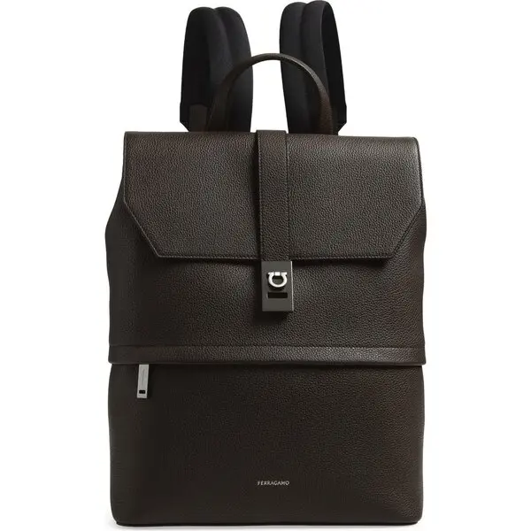 FERRAGAMO Twins Leather Backpack - Testa Di Moro Nero