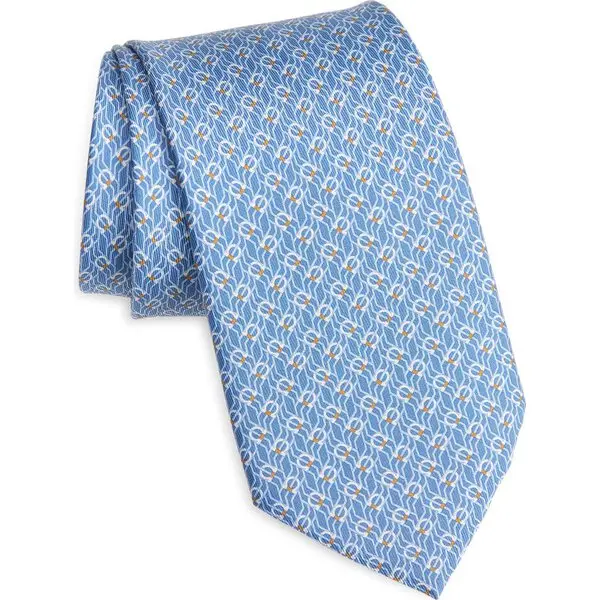 FERRAGAMO Gancini Silk Tie - Azzurro