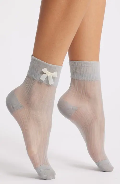 CASA CLARA Sheer Mesh Ankle Socks - Grey