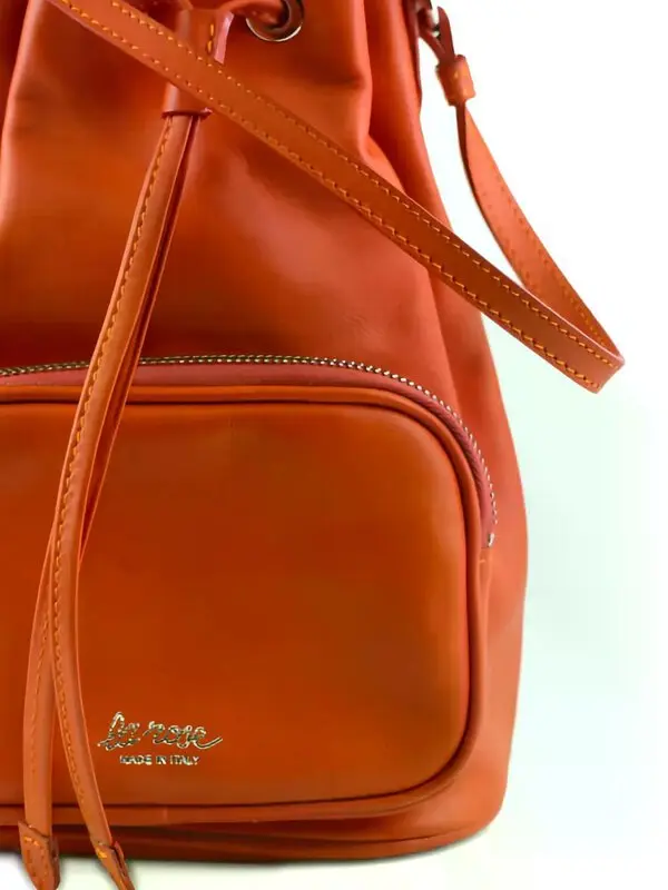 LA ROSE Leather Bucket Bag - Orange