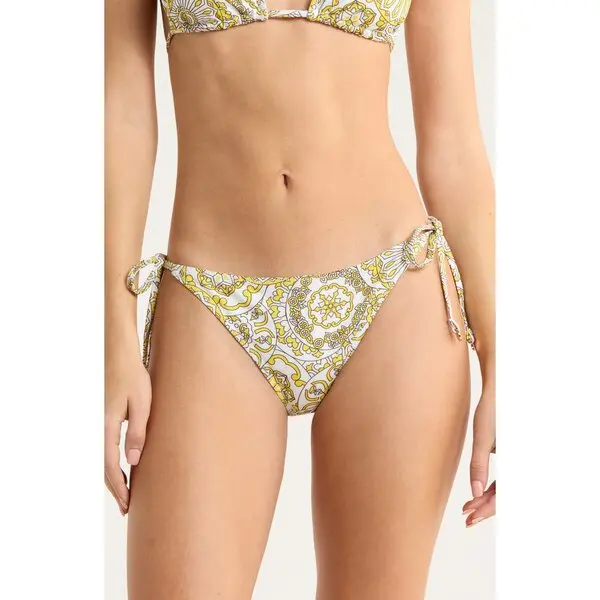 Ramy Brook Benni Print Side Tie Bikini Bottoms - Sunglow Combo