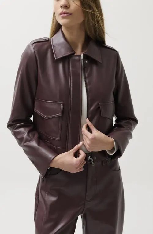 PISTOLA Faux Leather Crop Jacket