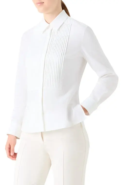 Akris Pleated Bib Stretch Poplin Shirt