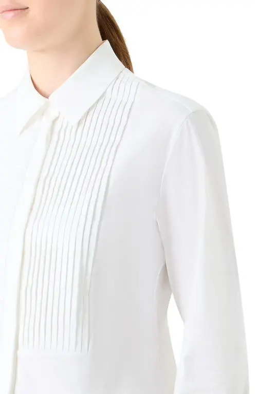 Akris Pleated Bib Stretch Poplin Shirt