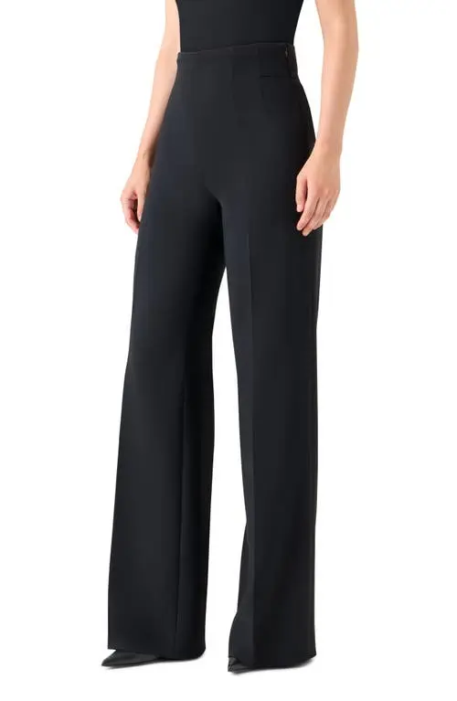 Akris Fiyuki Wool Blend Wide Leg Pants - Black