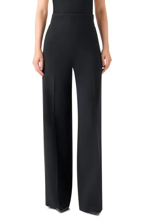 Akris Fiyuki Wool Blend Wide Leg Pants - Black