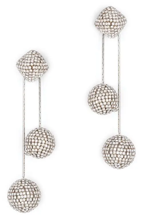 Deepa Gurnani Taryn Crystal Drop Earrings - Silver