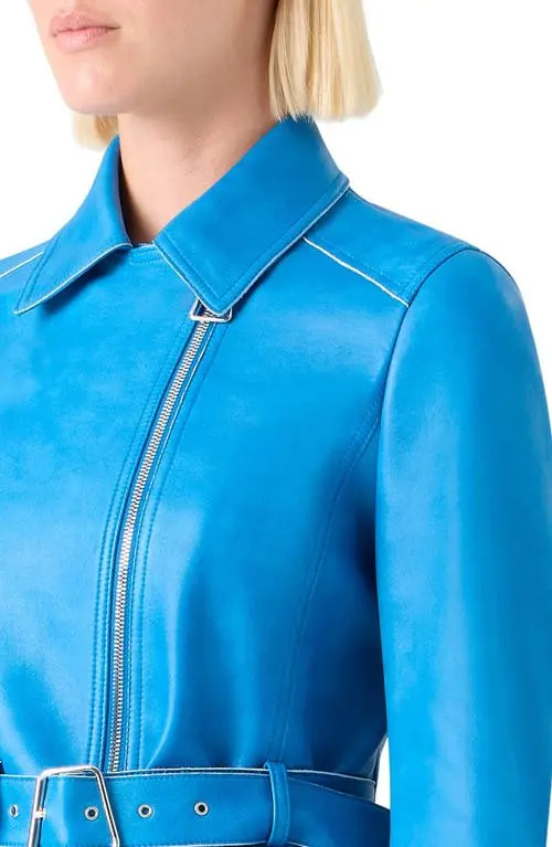 Akris Avril Lambskin Leather Biker Jacket
