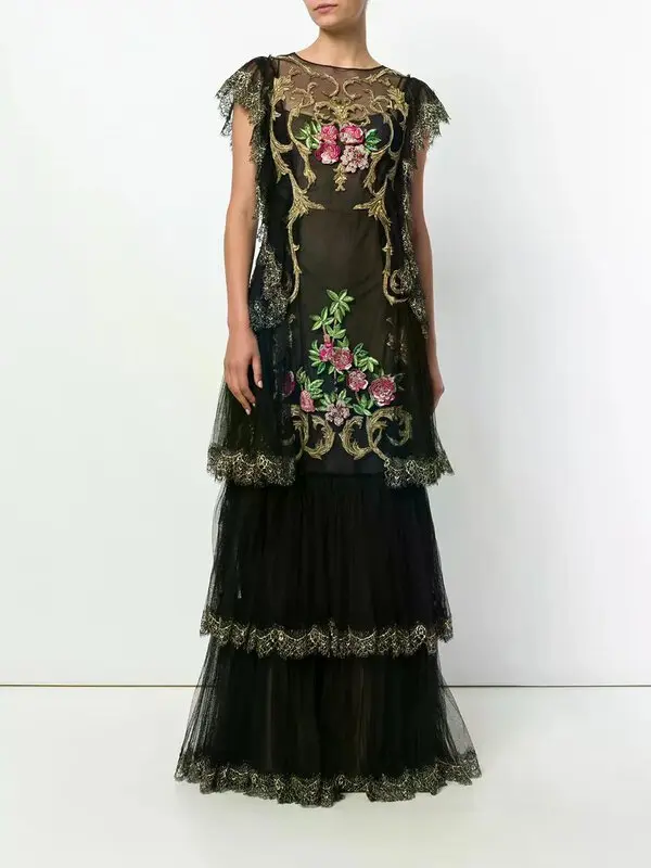 Alberta Ferretti Embroidered Evening Gown