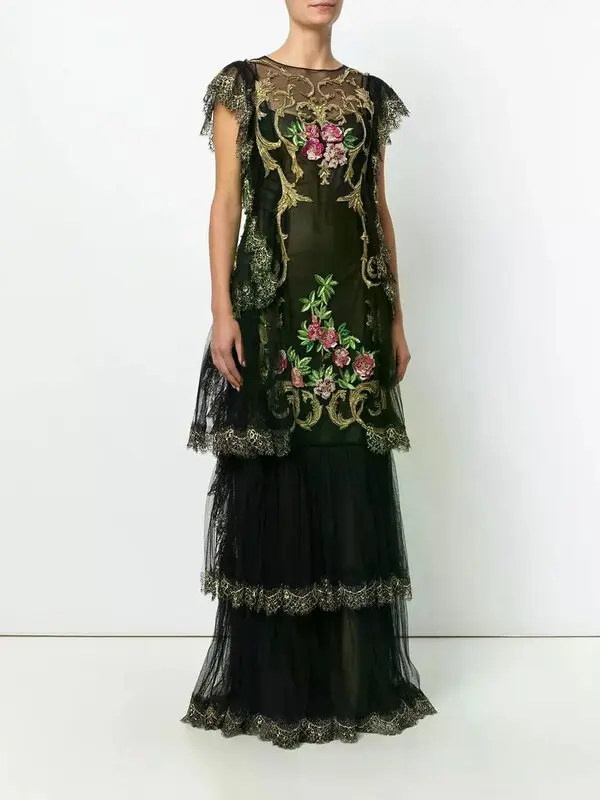 Alberta Ferretti Embroidered Evening Gown