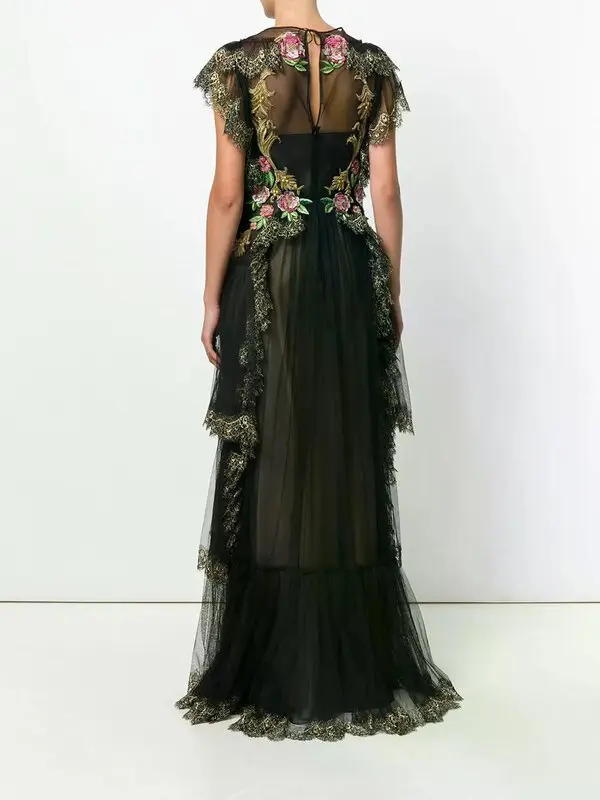 Alberta Ferretti Embroidered Evening Gown