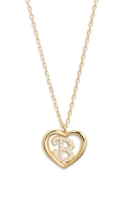 Argento Vivo Heart Cubic Zirconia Initial Pendant Necklace - Gold B