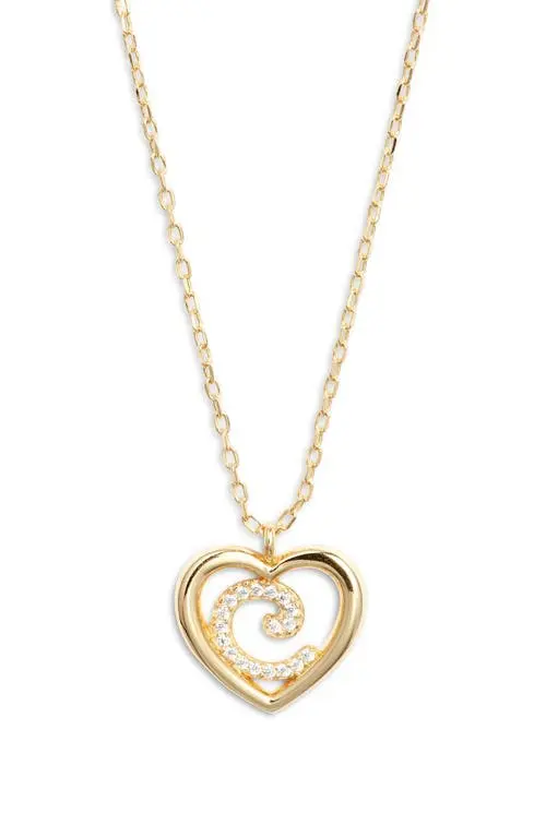 Argento Vivo Heart Cubic Zirconia Initial Pendant Necklace - Gold C