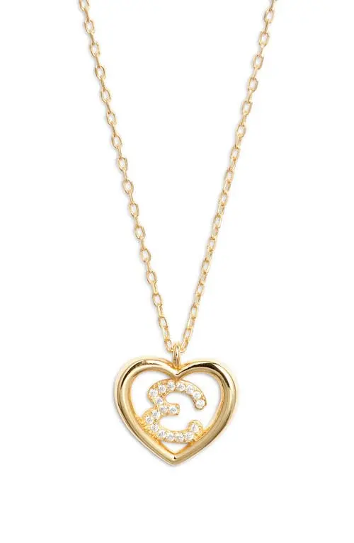 Argento Vivo Heart Cubic Zirconia Initial Pendant Necklace - Gold E