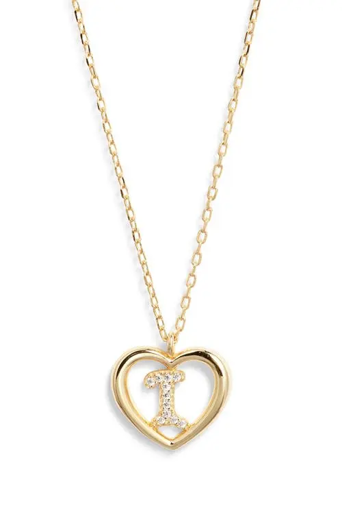 Argento Vivo Heart Cubic Zirconia Initial Pendant Necklace - Gold I
