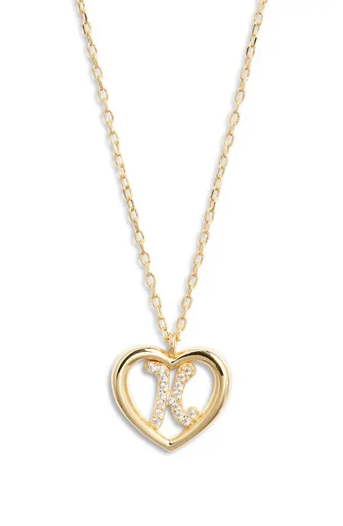 Argento Vivo Heart Cubic Zirconia Initial Pendant Necklace - Gold K
