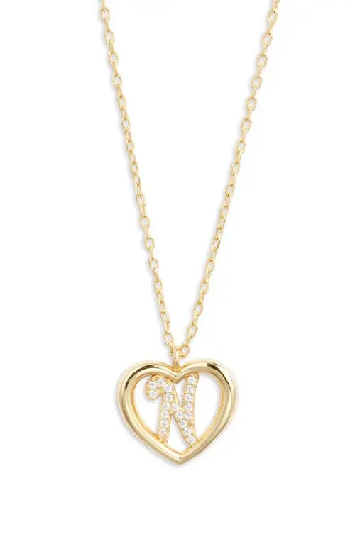 Argento Vivo Heart Cubic Zirconia Initial Pendant Necklace - Gold N