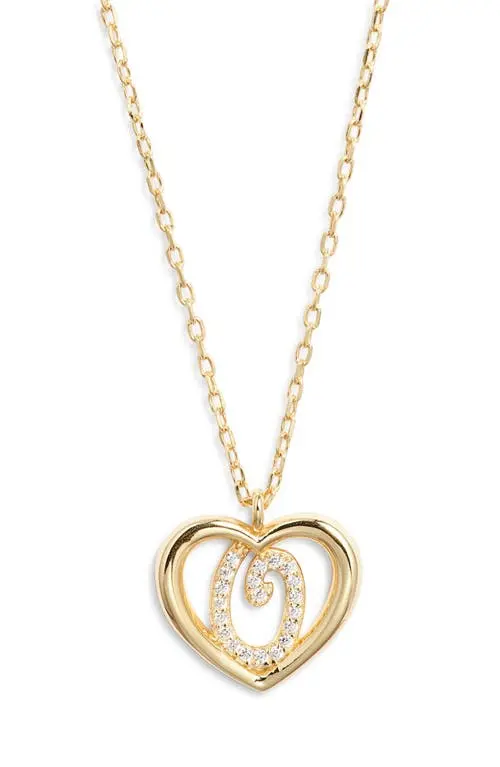 Argento Vivo Heart Cubic Zirconia Initial Pendant Necklace - Gold O