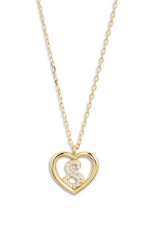 Argento Vivo Heart Cubic Zirconia Initial Pendant Necklace - Gold S
