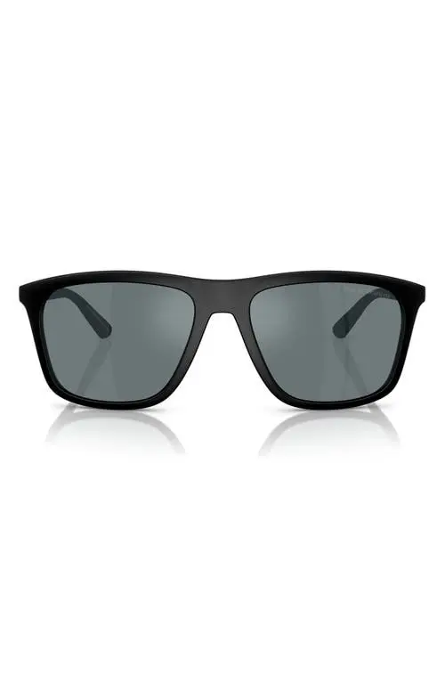 Emporio Armani 57mm Square Sunglasses - Black/grey Mirror Black