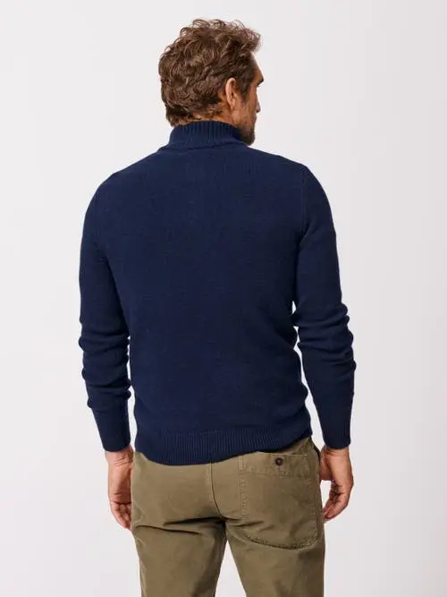 AUBIN Pepper Lambswool Zip Neck Sweater - Navy