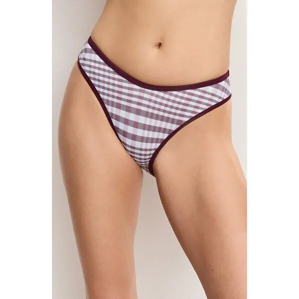 Good American 90s Plaid Bikini Bottoms - Fig Plaid